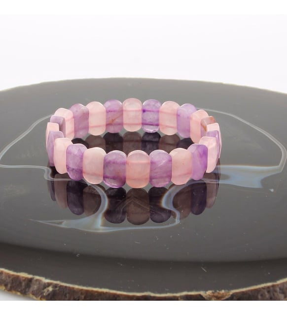Sertifikalı Ametist – Pembe Kuvars Doğal Taş Bileklik – Özel Rolex Kes ...