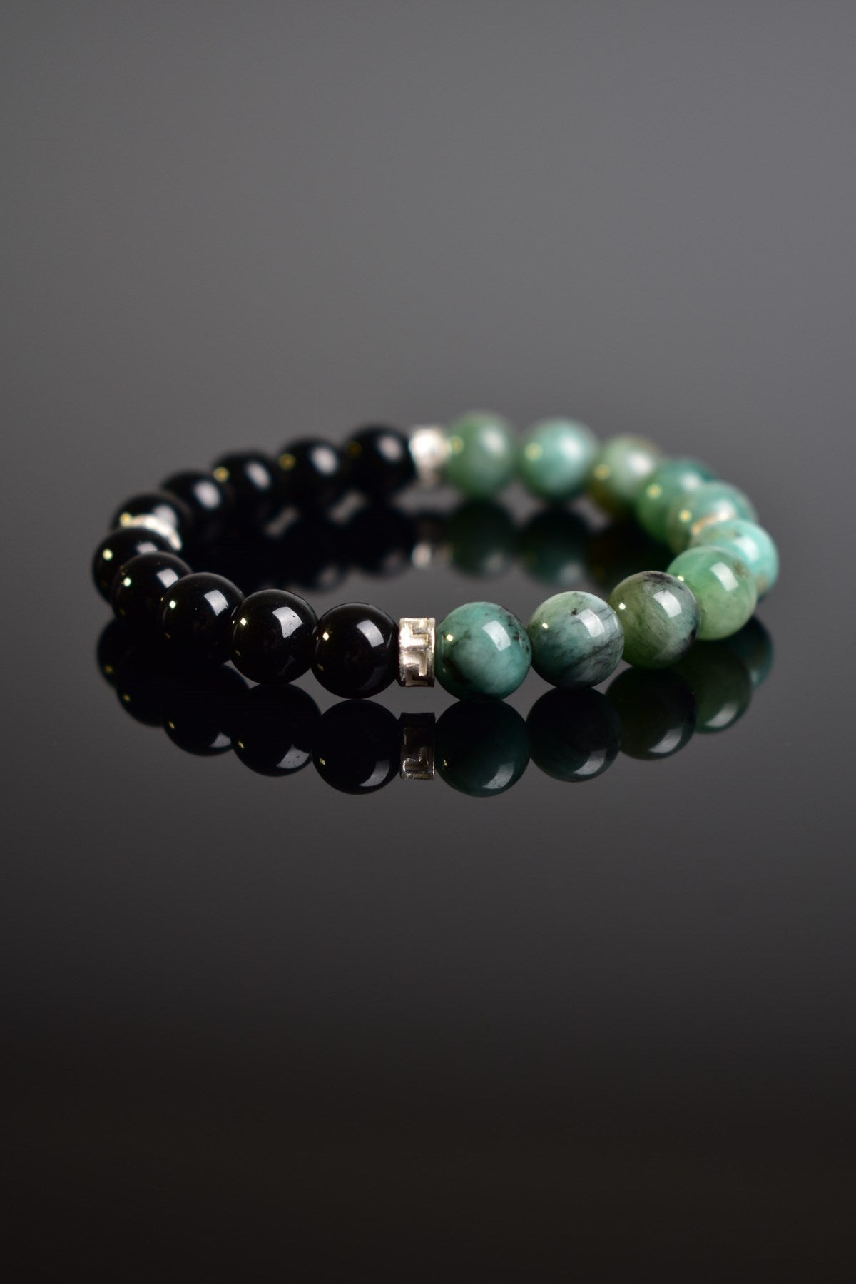 Emerald - Obsidian Natural Stone 925 Sterling Silver Apparatus Bracele ...